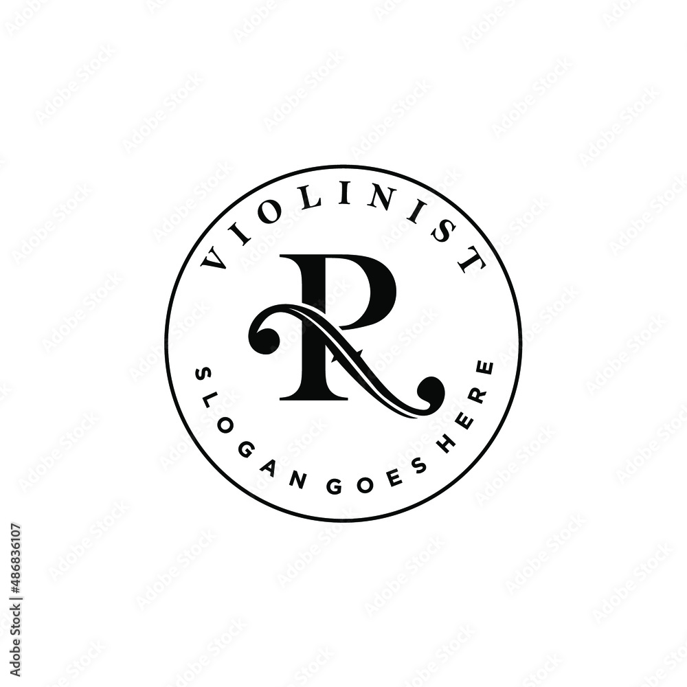 Vector de Stock logo letter R and F-holes. violinist logo initials R ...