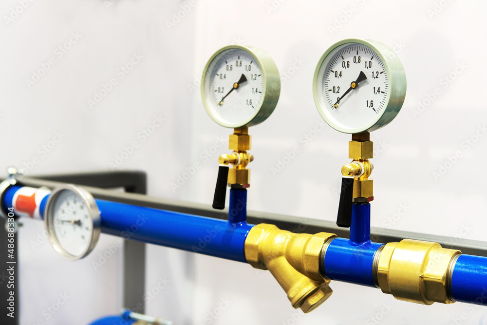 Pressure sensors on the water supply system. A mechanical pressure ...