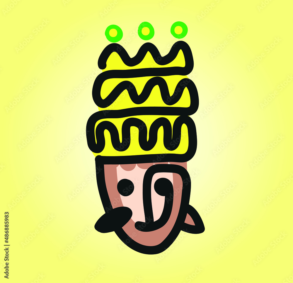 Cartoon style illustration of king. Line drawing illustration of king ...