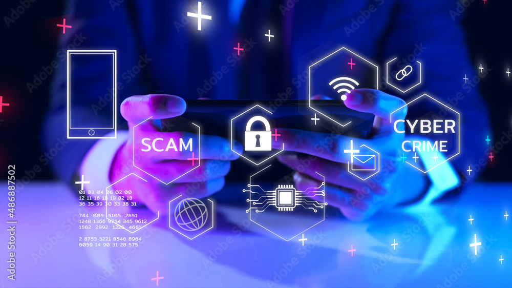 Cybersecurity cybercrime internet scam, digital wallet business finance ...