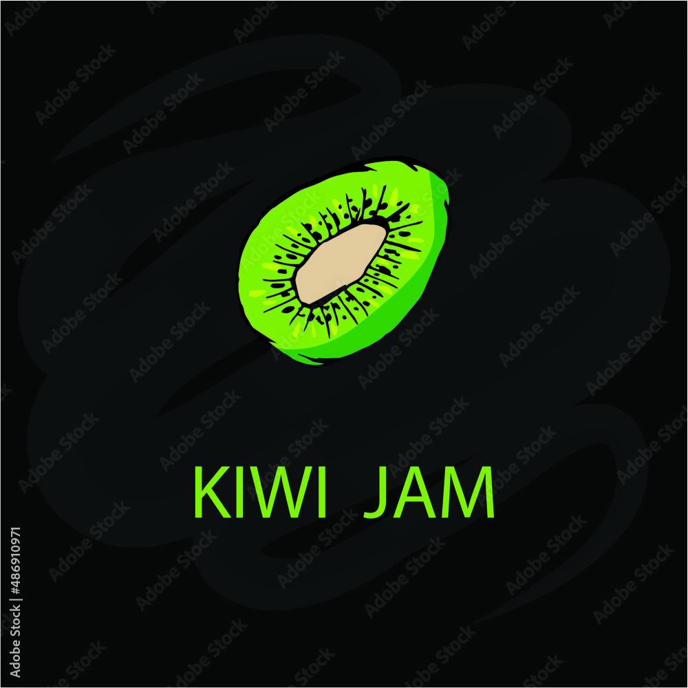 Kiwi jam. Fruits. Green kiwi on the black background. Set is for fruit ...