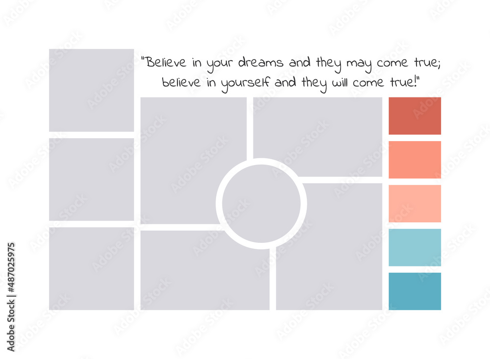 Photo collage grid. Moodboard template. Pictures grid. Photography ...