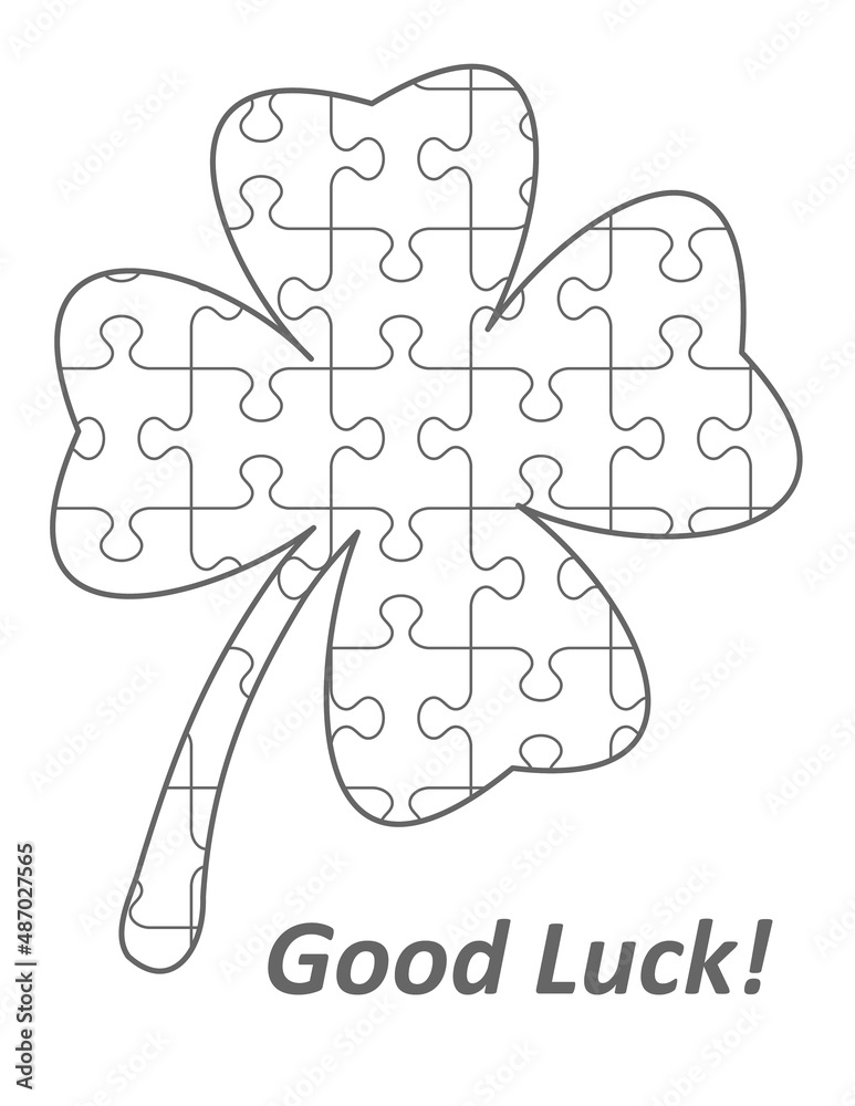 St Patrick's Day themed four-leaf clover shaped jigsaw puzzle blank ...