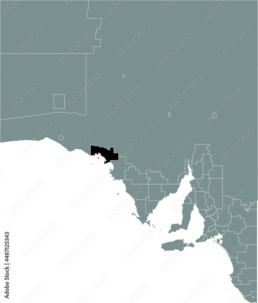 Black flat blank highlighted location map of the DISTRICT COUNCIL OF ...
