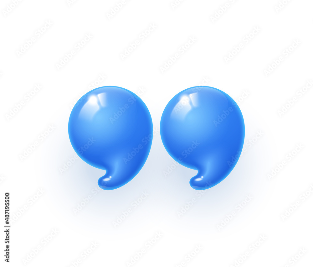 3d quote realistic render design in cute cartoon style volumetric icons ...