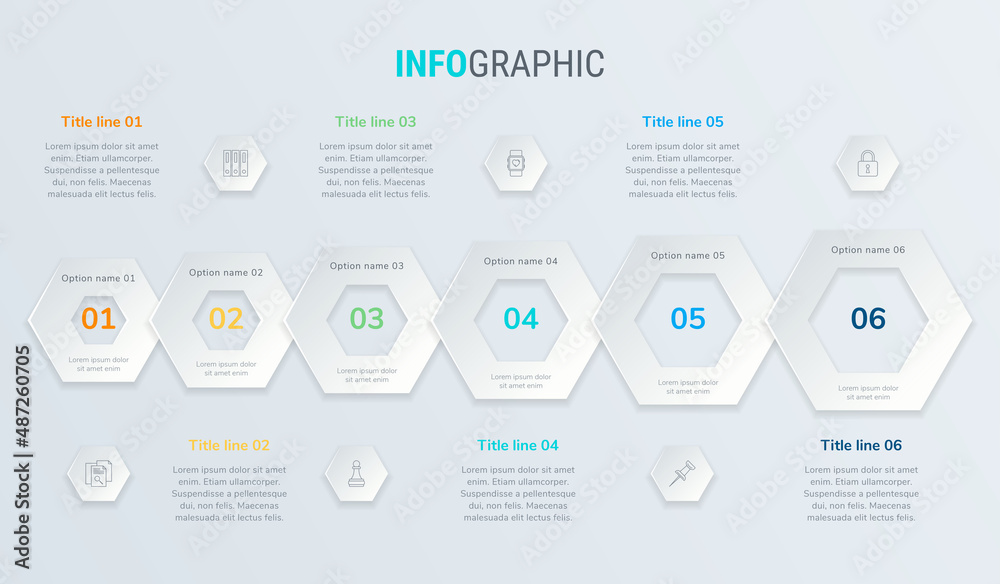 Vector infographics timeline design template with honeycomb elements ...