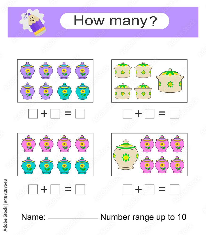 Math game for kids. Preschool worksheet activity. Printable worksheet ...