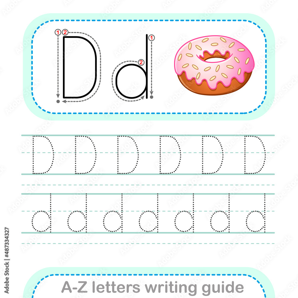 Letter Writing Guide. Worksheet Tracing letters D. Uppercase and ...