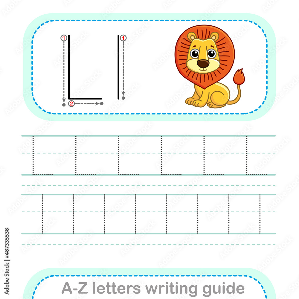 Letter Writing Guide. Worksheet Tracing letters L. Uppercase and ...