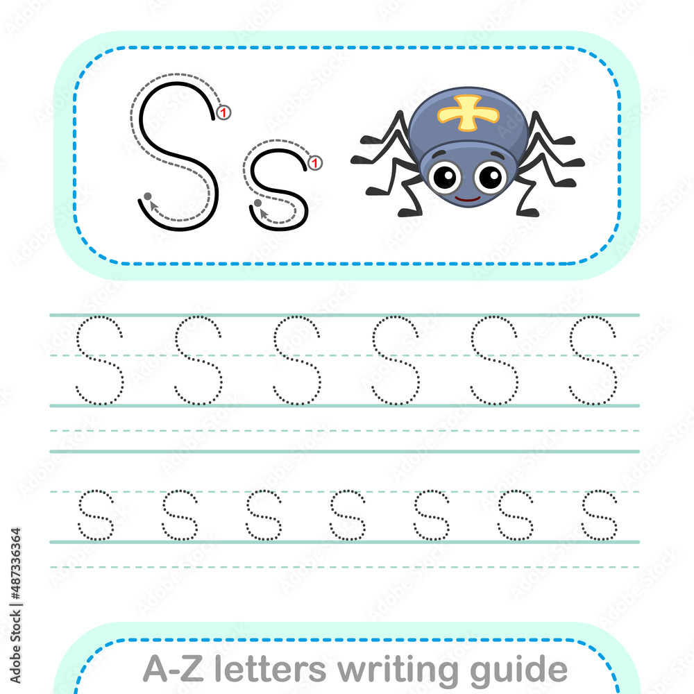 Letter Writing Guide. Worksheet Tracing letters S. Uppercase and ...