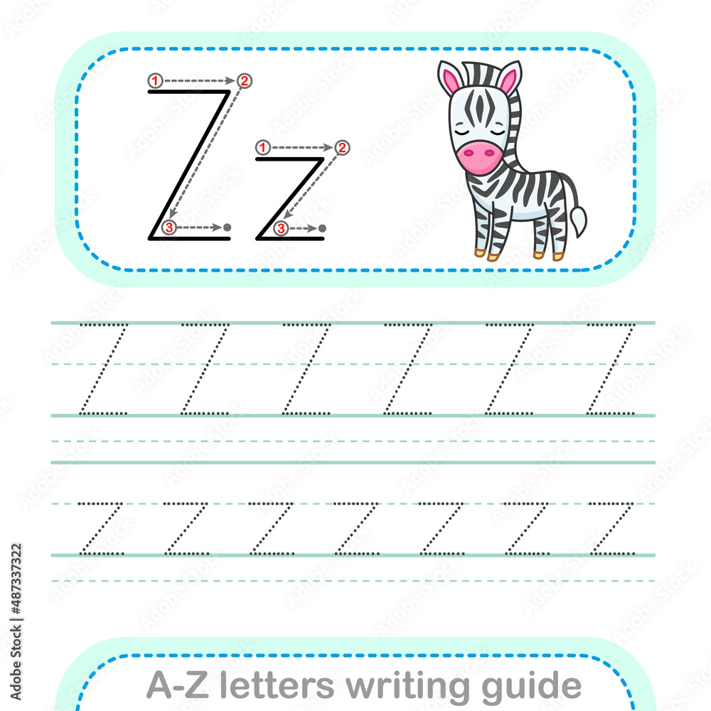 Letter Writing Guide. Worksheet Tracing letters Z. Uppercase and ...