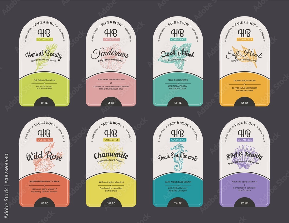 Cosmetic cream label for container package design Stock Vector | Adobe ...