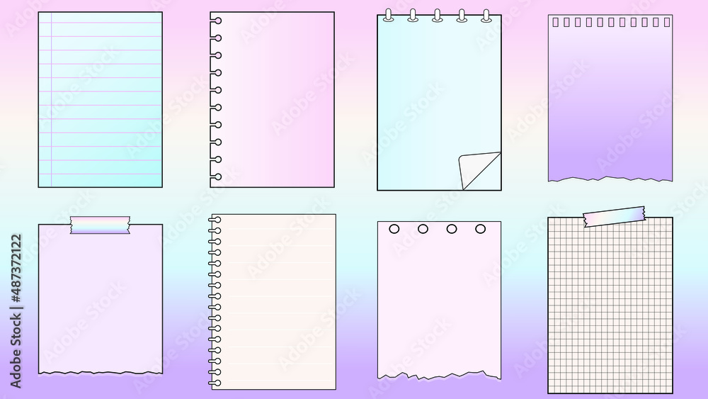 set of blank colorful paper templates printable striped note, planner ...