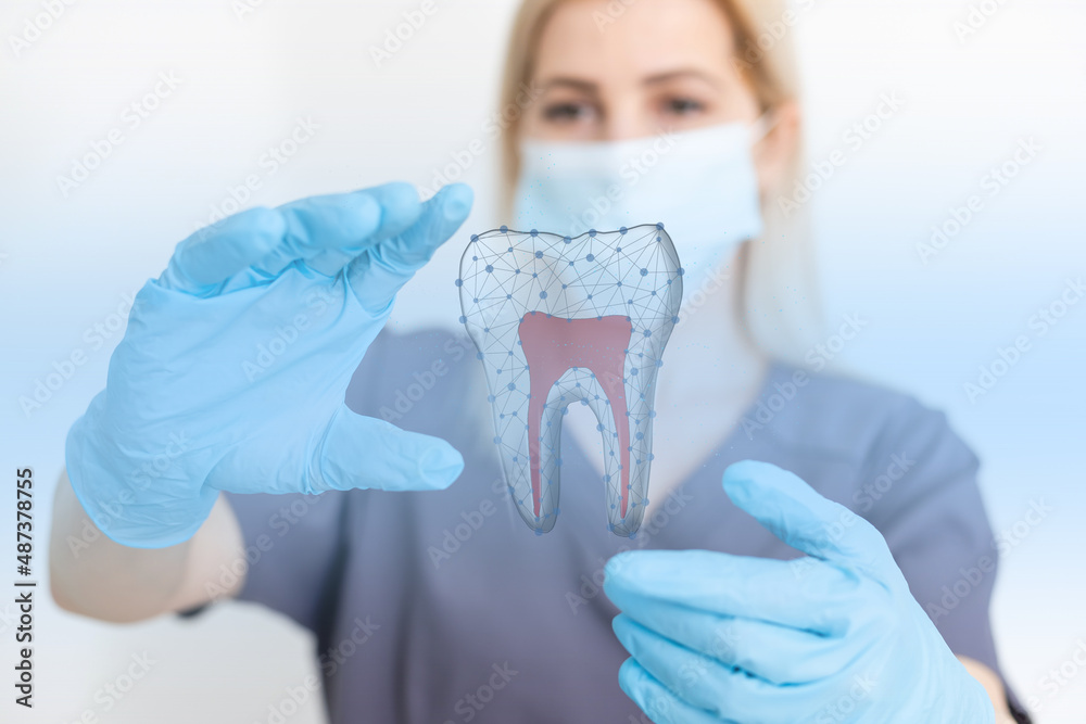 Medical healthy human tooth 3d. Medicine model low poly. Doctor online ...