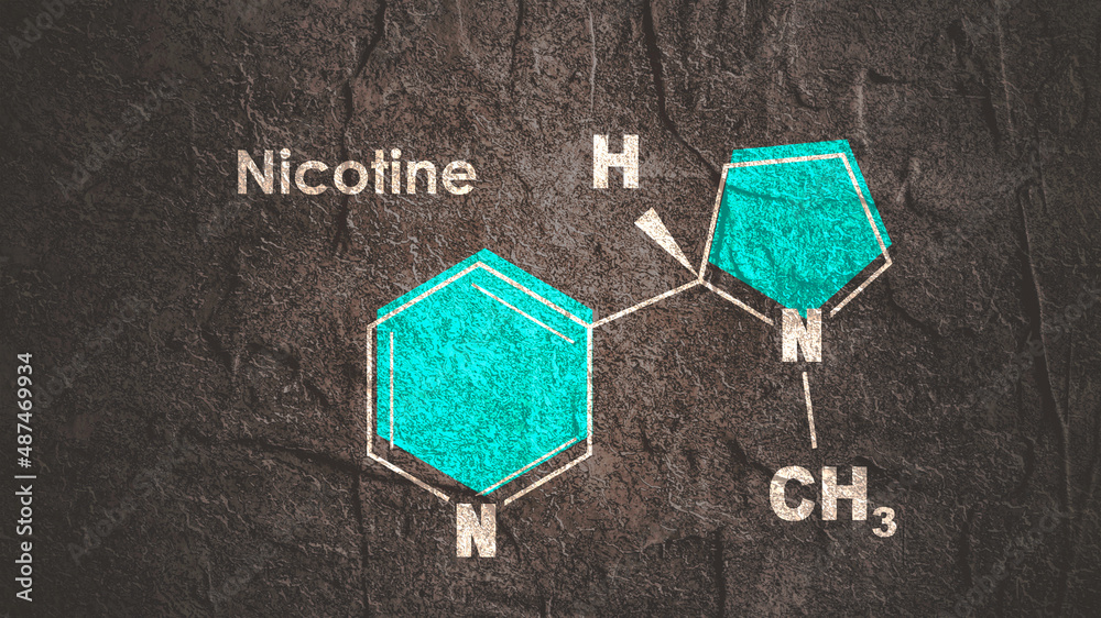 Structural chemical formula of nicotine. Infographics illustration ...