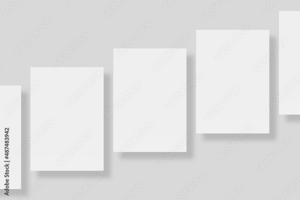 Floating blank paper for mockup. 3D Render. Stock Illustration | Adobe ...