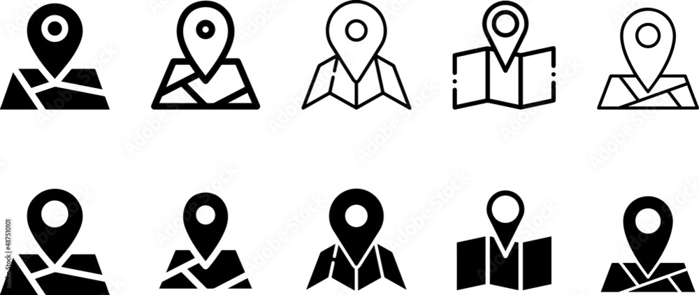 map location icon. Set of map pin icons. Modern map markers. compass ...