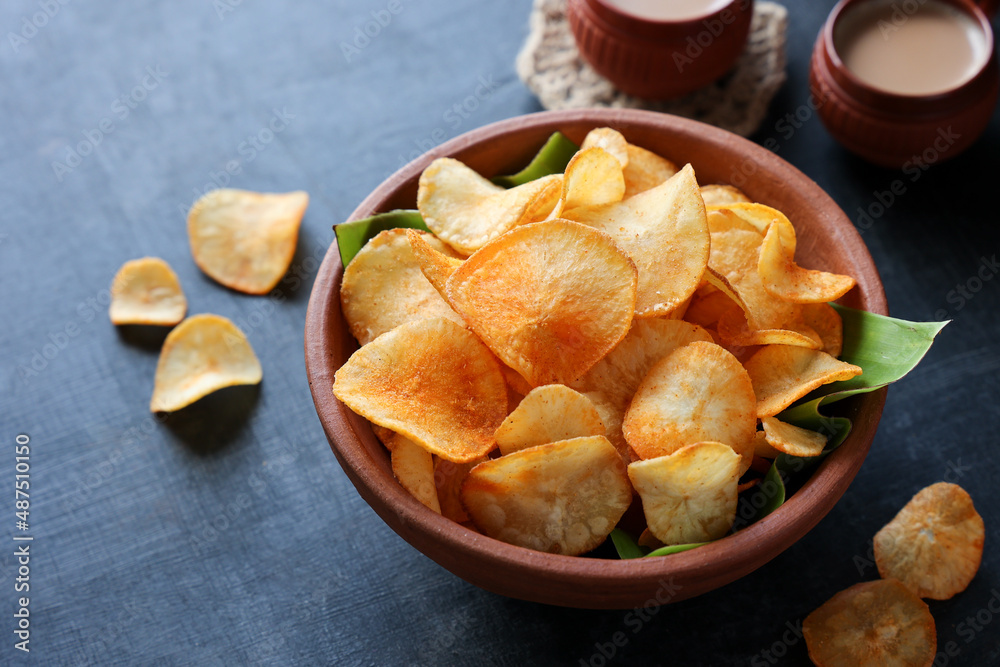 spicy masala tapioca chips Keripik singkong or Cassava chips Indian ...