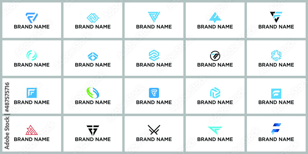 Set of creative lettermark monogram letter f logo design template ...