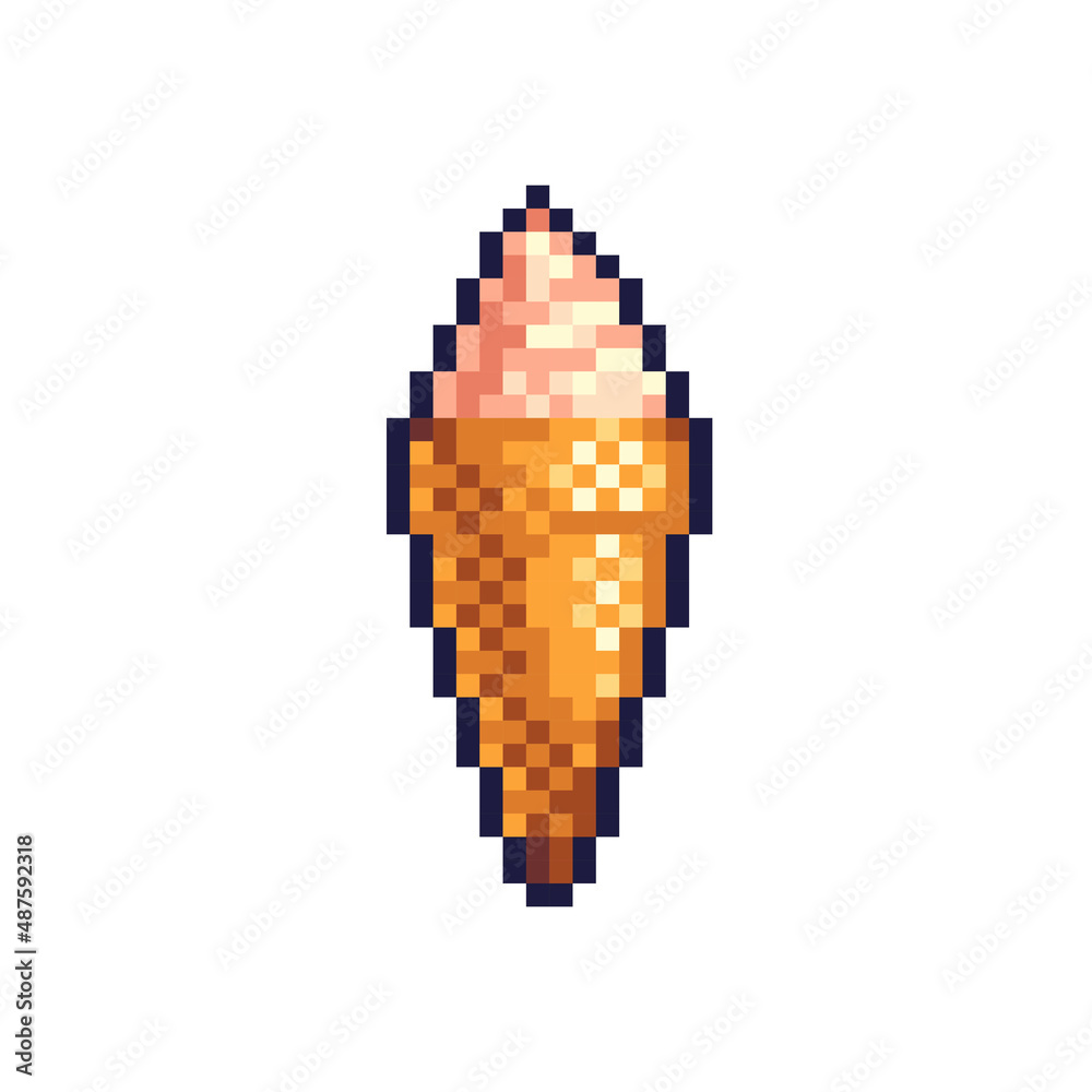 Ice cream pixel art icon. Frozen candy logo. 8-bit sprite. Gelato ...