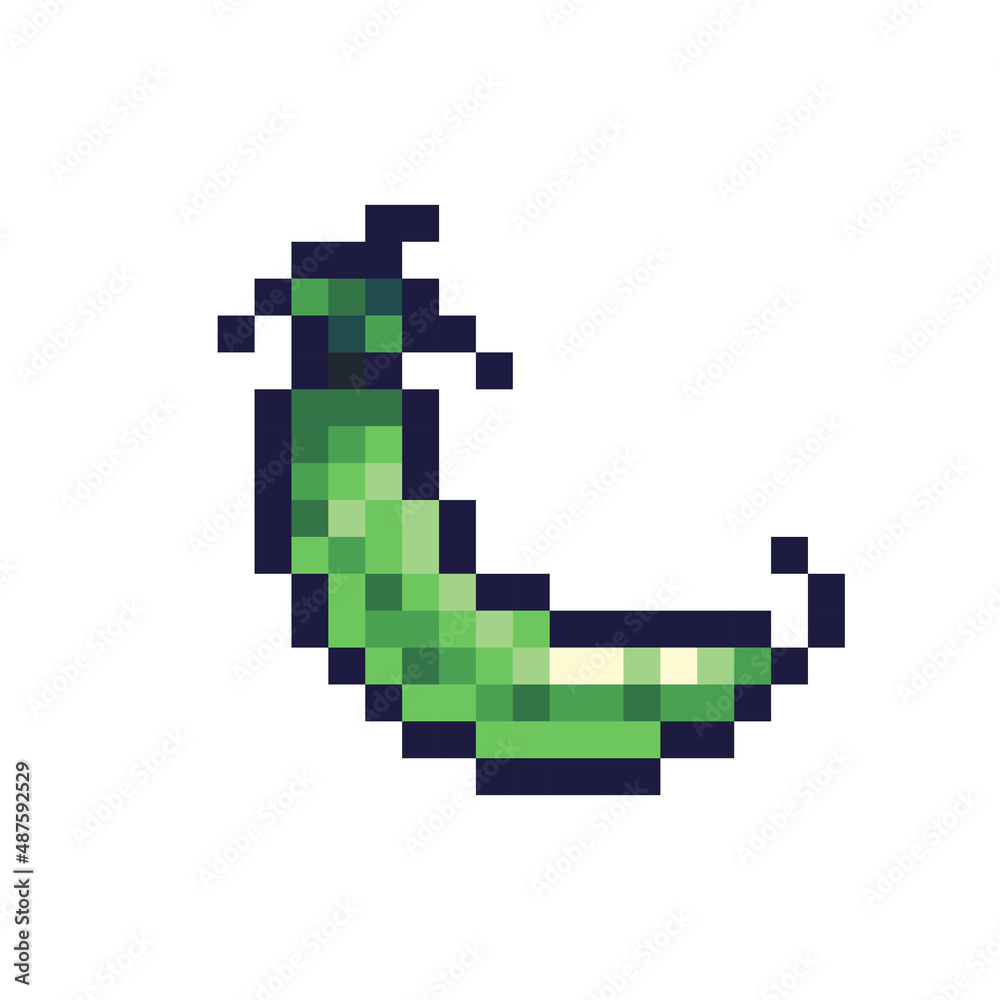 Green pea pixel art icon. Legume bean logo. 8-bit sprite. Game ...