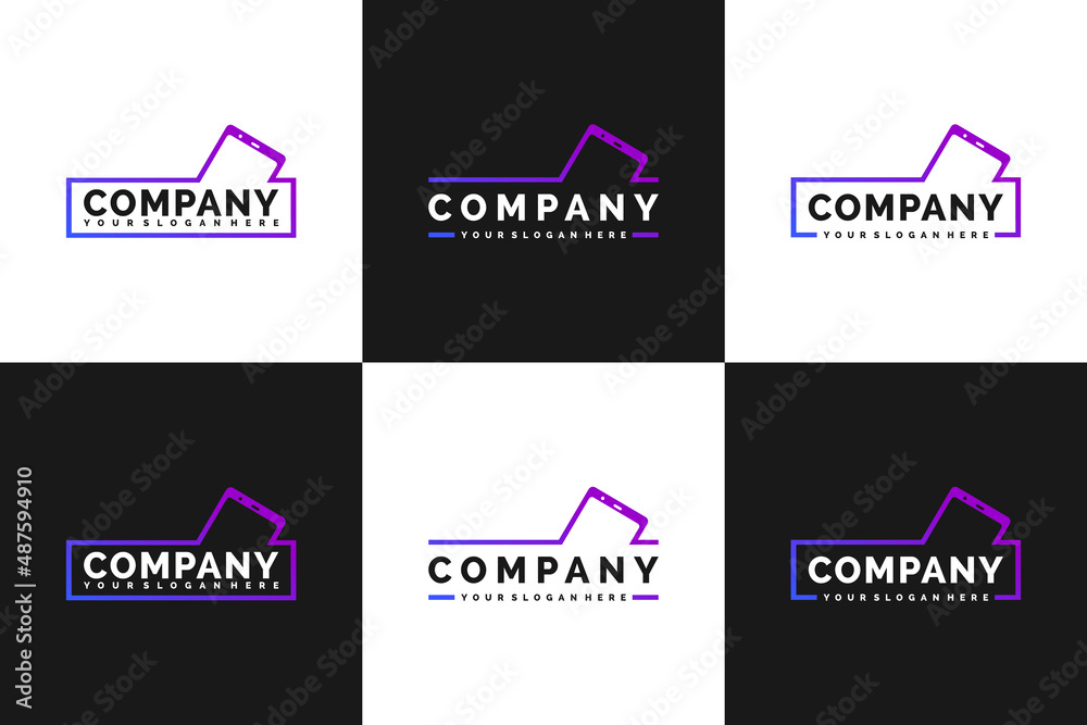 set of cell phone shop logo,frame background, reference logo for your ...