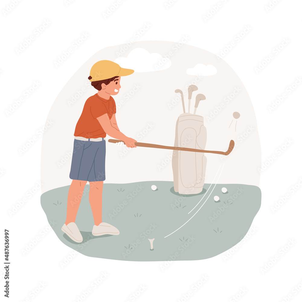 Junior golf isolated cartoon vector illustration Child in a uniform ...