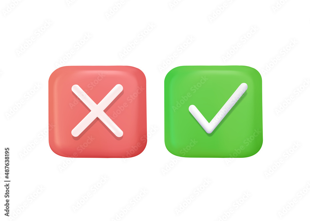Checkmark icons. Green tick and red cross checkmarks. Check mark and X ...