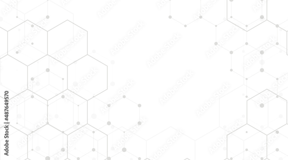 hexagon shapes pattern. Geometric abstract background. Grey white ...