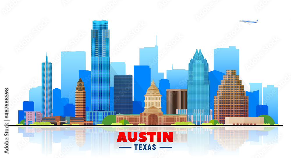 Austin Texas city skyline vector illustration. Background with a city ...
