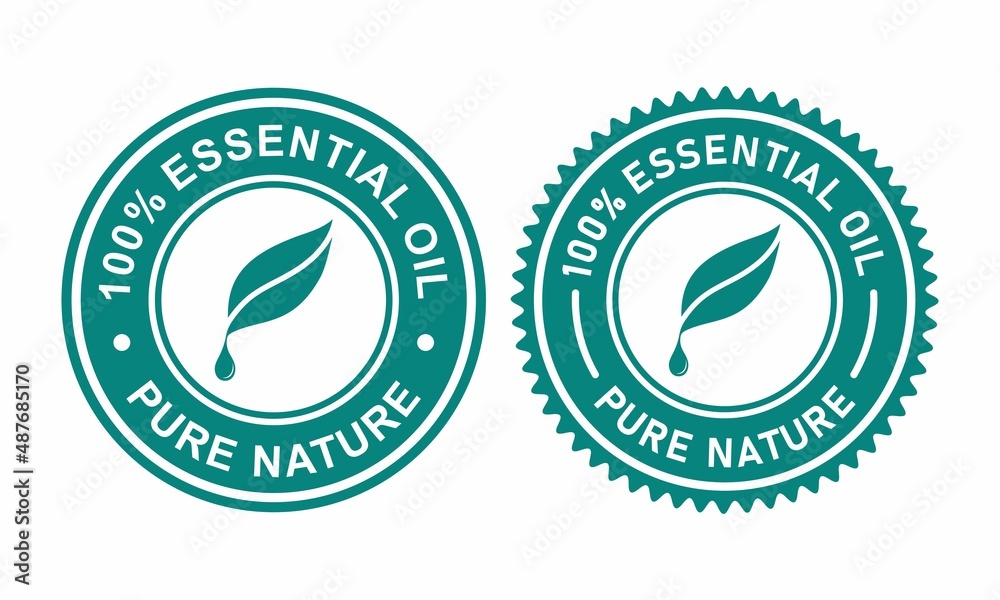 Essential oil pure nature badge logo vector. Suitable for beauty and ...