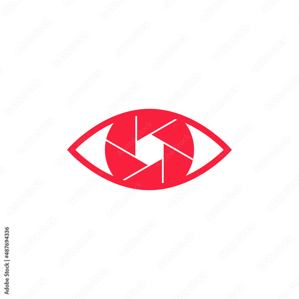 Camera lens icon inserted in human eye, trendy flat style for your web ...