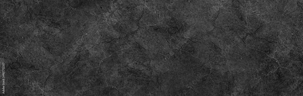 Dark black grey background marbled stone wall or rock industrial texture in website banner ...