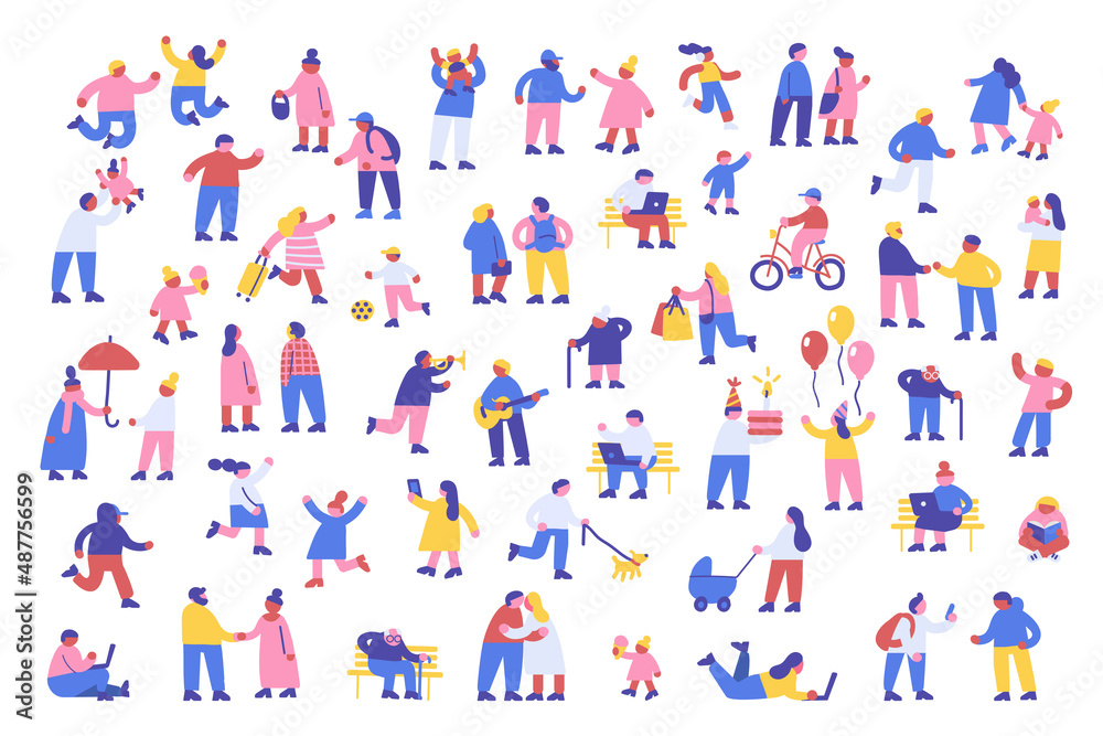 Tiny People Crowd vector illustration Stock Vector | Adobe Stock