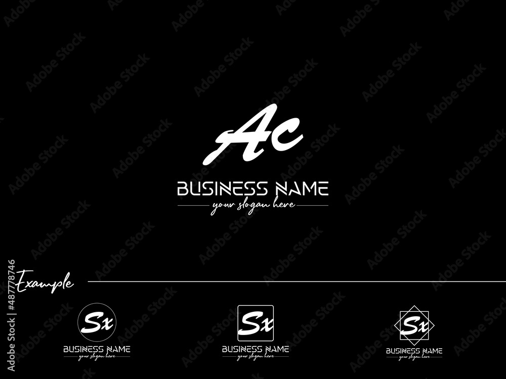 Signature AC Logo Image, Premium Luxury Ac ca Logo Letter Vector Icon ...