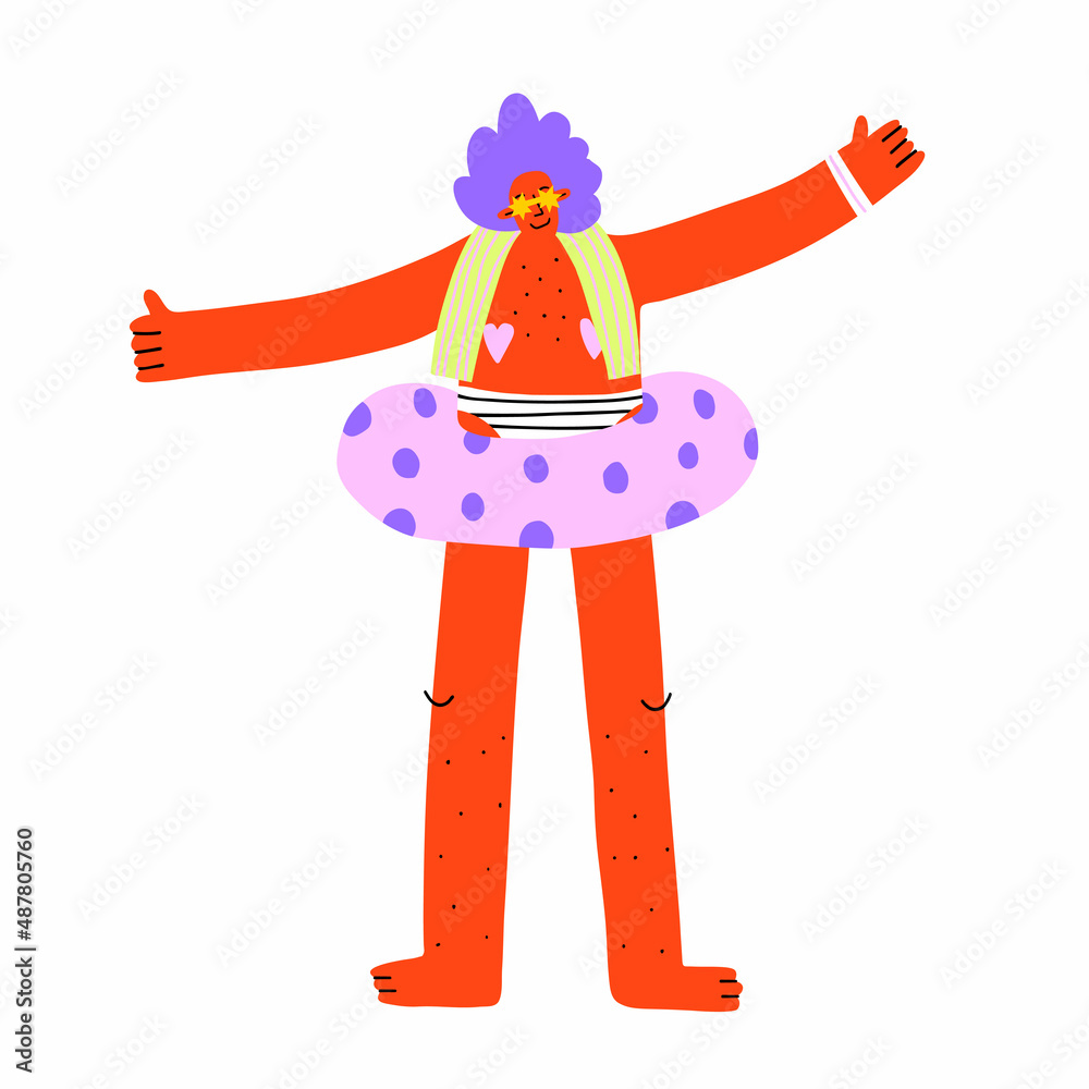 body neutral abstract person - character in hippie style of 60s and 70s ...