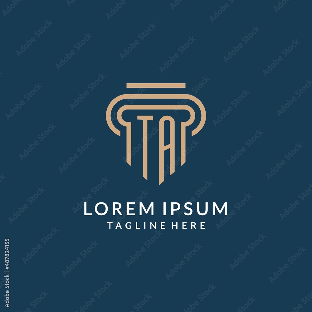 Initial TA pillar logo style, luxury modern lawyer legal law firm logo ...