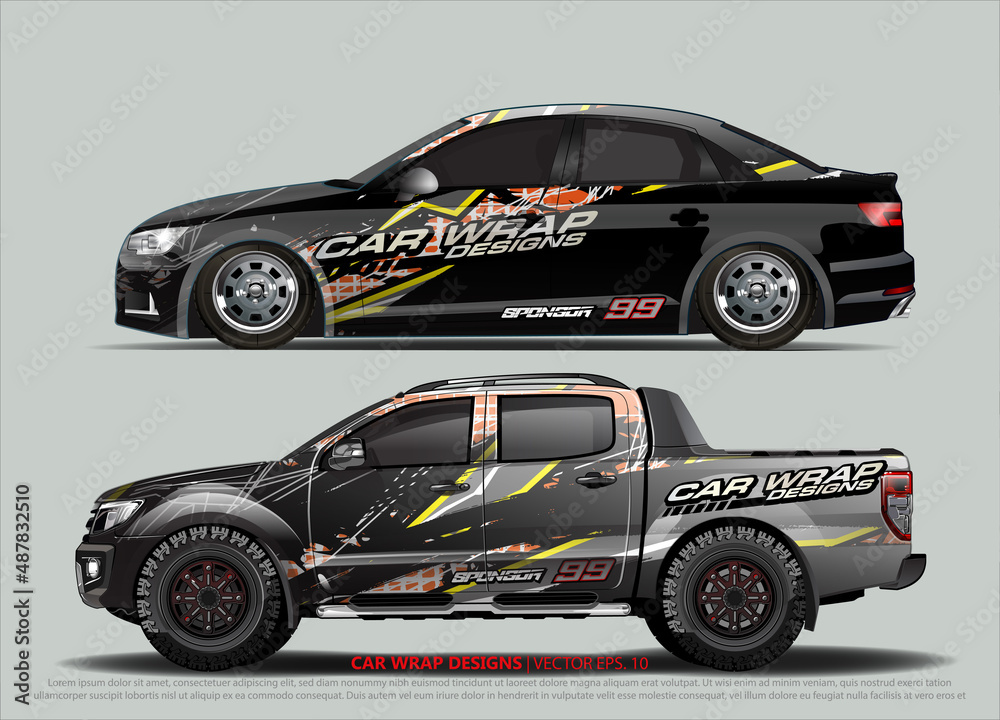 car wrap design. simple lines with abstract background vector concept ...