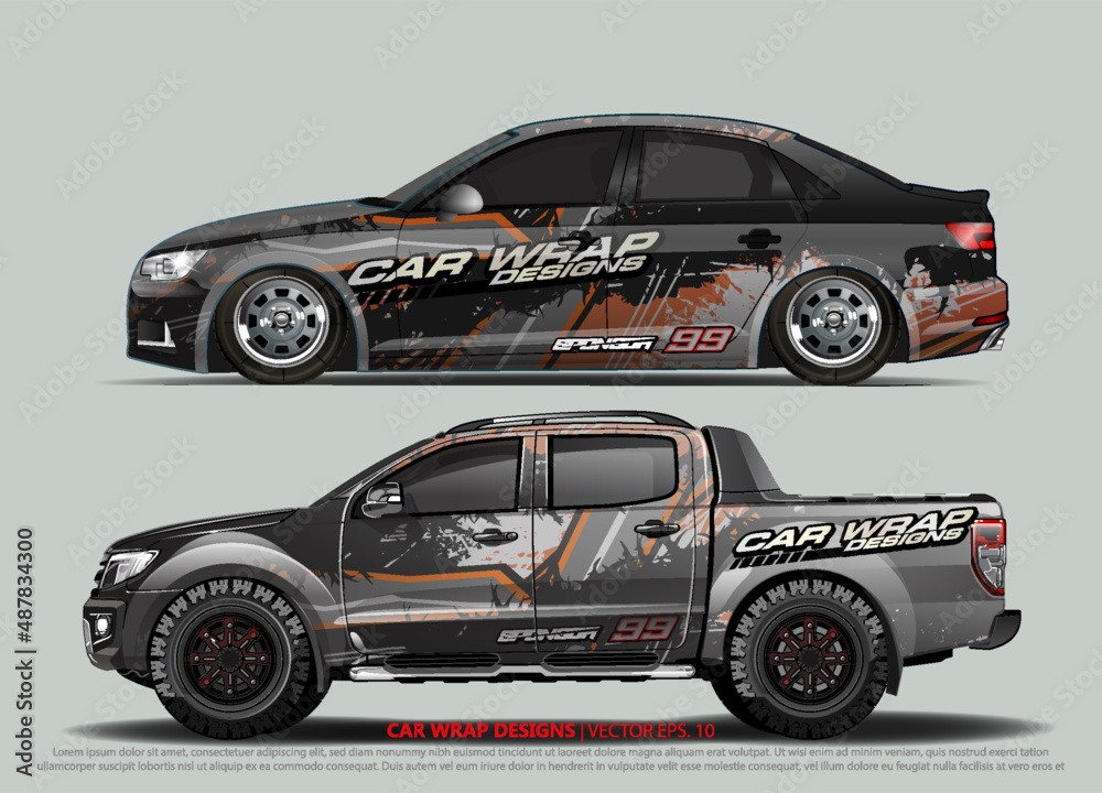 car wrap design. simple lines with abstract background vector concept ...