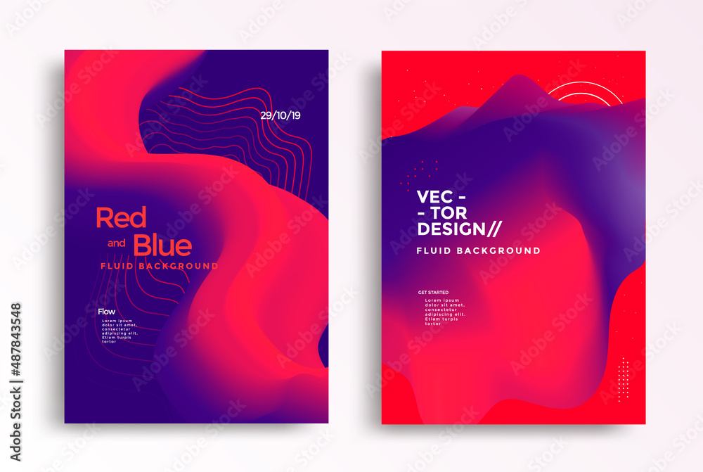 Liquid poster design in duotone gradients. Cover design with red and ...