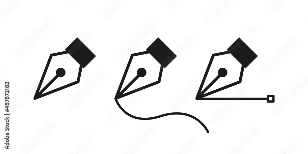 Pen tool icon, curve bezier cursor symbol. Illustrator equipment ...