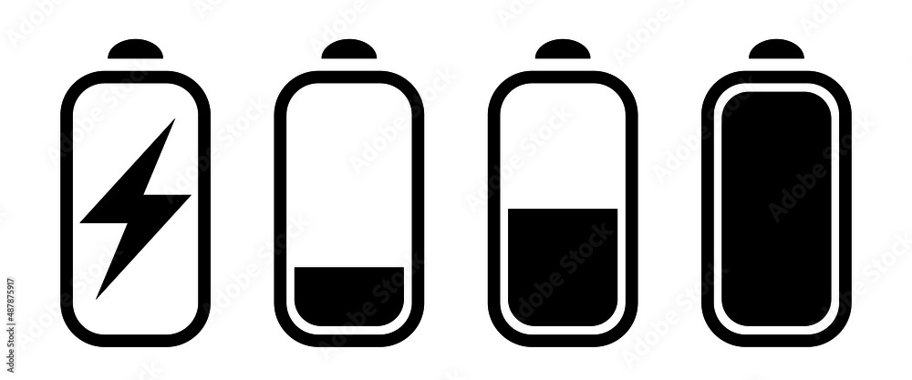 Battery icon set .smartphone battery level indicator icons isolated on ...