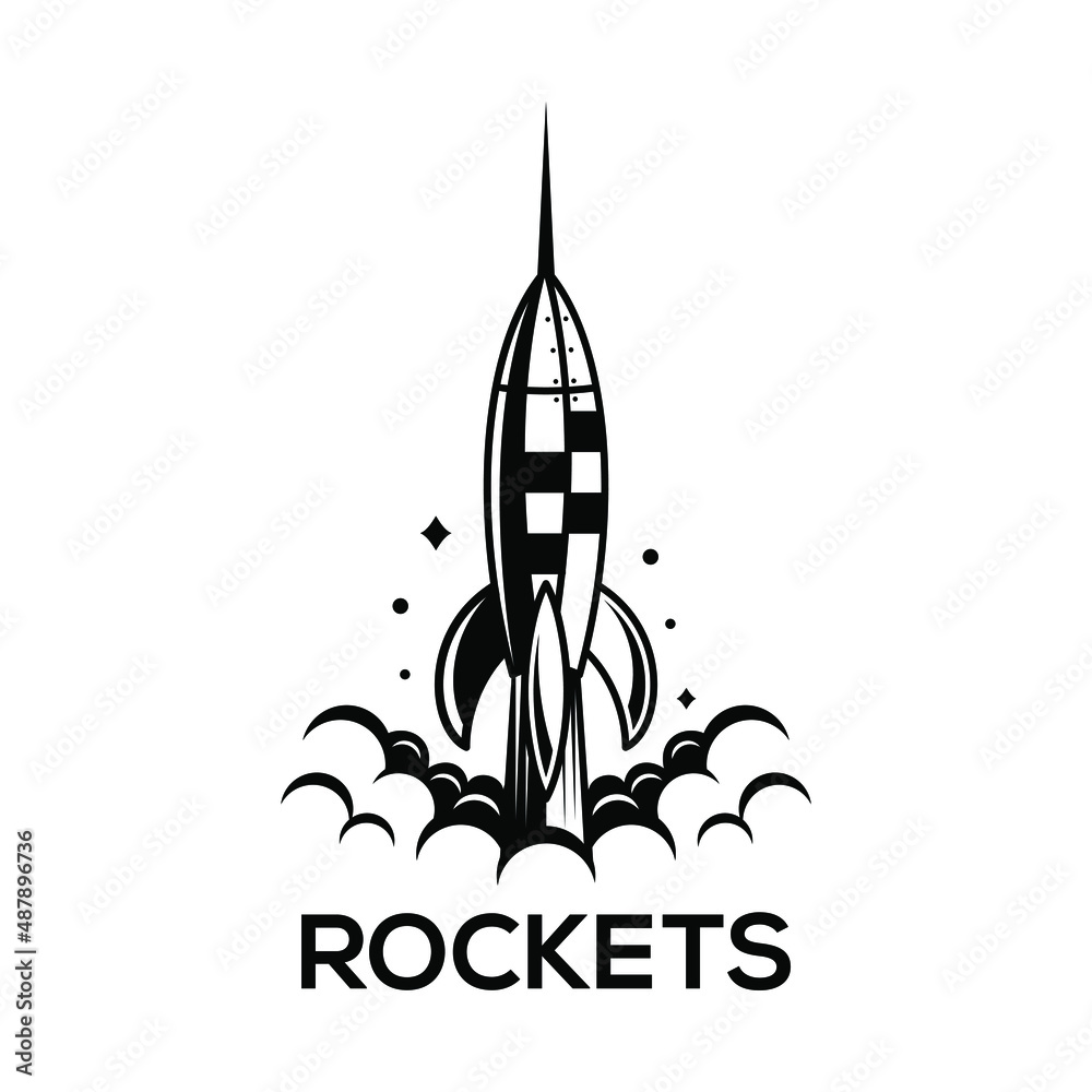 rockets vector Illustrated, on white background. Design element for ...