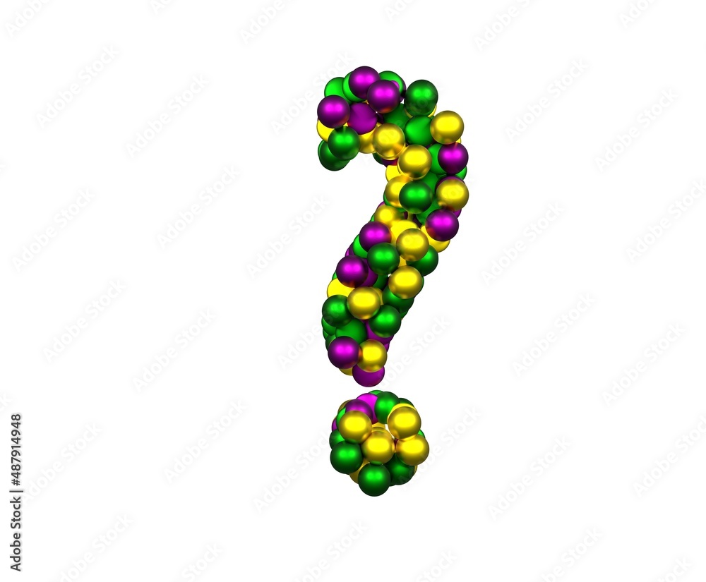 Mardi Gras Bead Themed Font Question Mark Stock Illustration | Adobe Stock