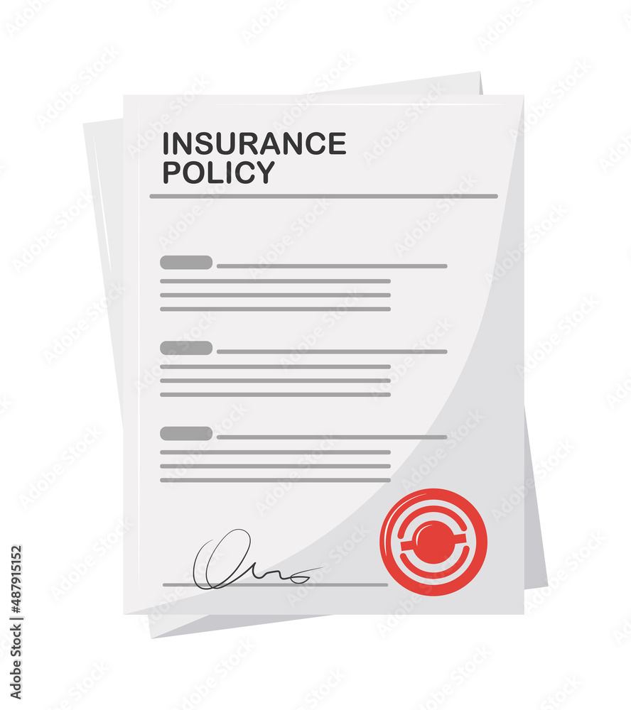 insurance policy with signature Stock Vector | Adobe Stock