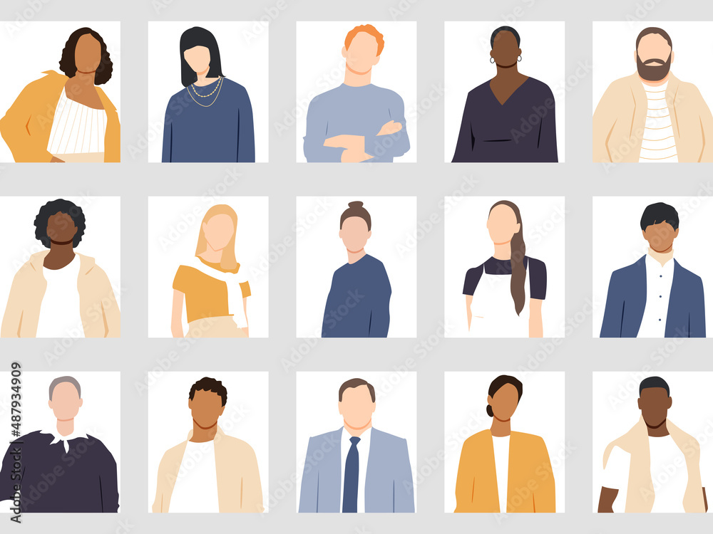 Avatar profile set. Flat vector illustration. Stock Vector | Adobe Stock