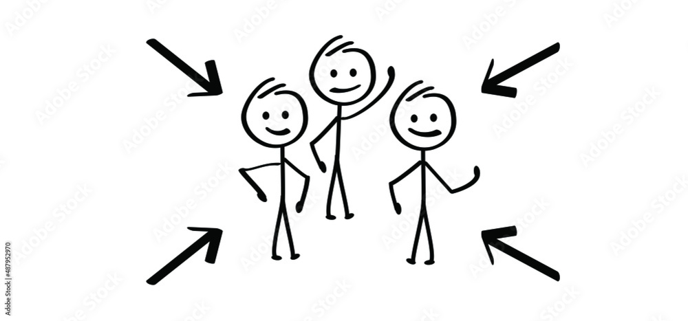 Cartoon emergency evacuation assembly point. Cartoon vector meeting ...