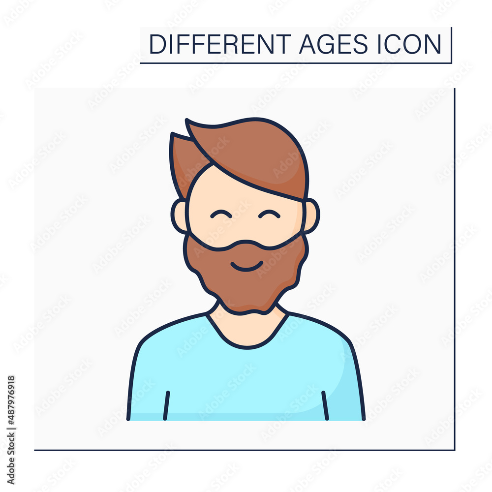 Middle adulthood color icon. Mature period. Strong man. Life cycle ...