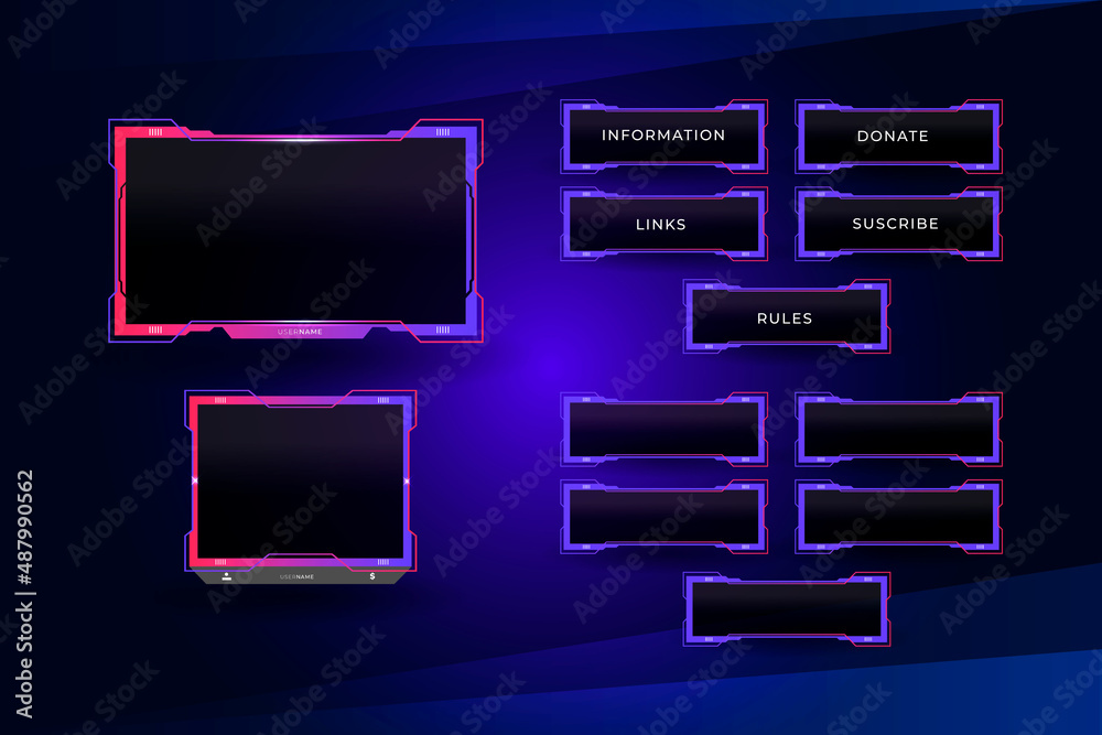 Twitch overlay gamer and streamer border Stock Vector | Adobe Stock