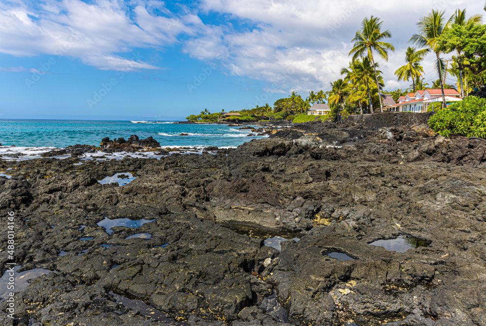 Tide Pools Formed on The Lava Shoreline of Honi's Beach, Wai'aha Beach ...